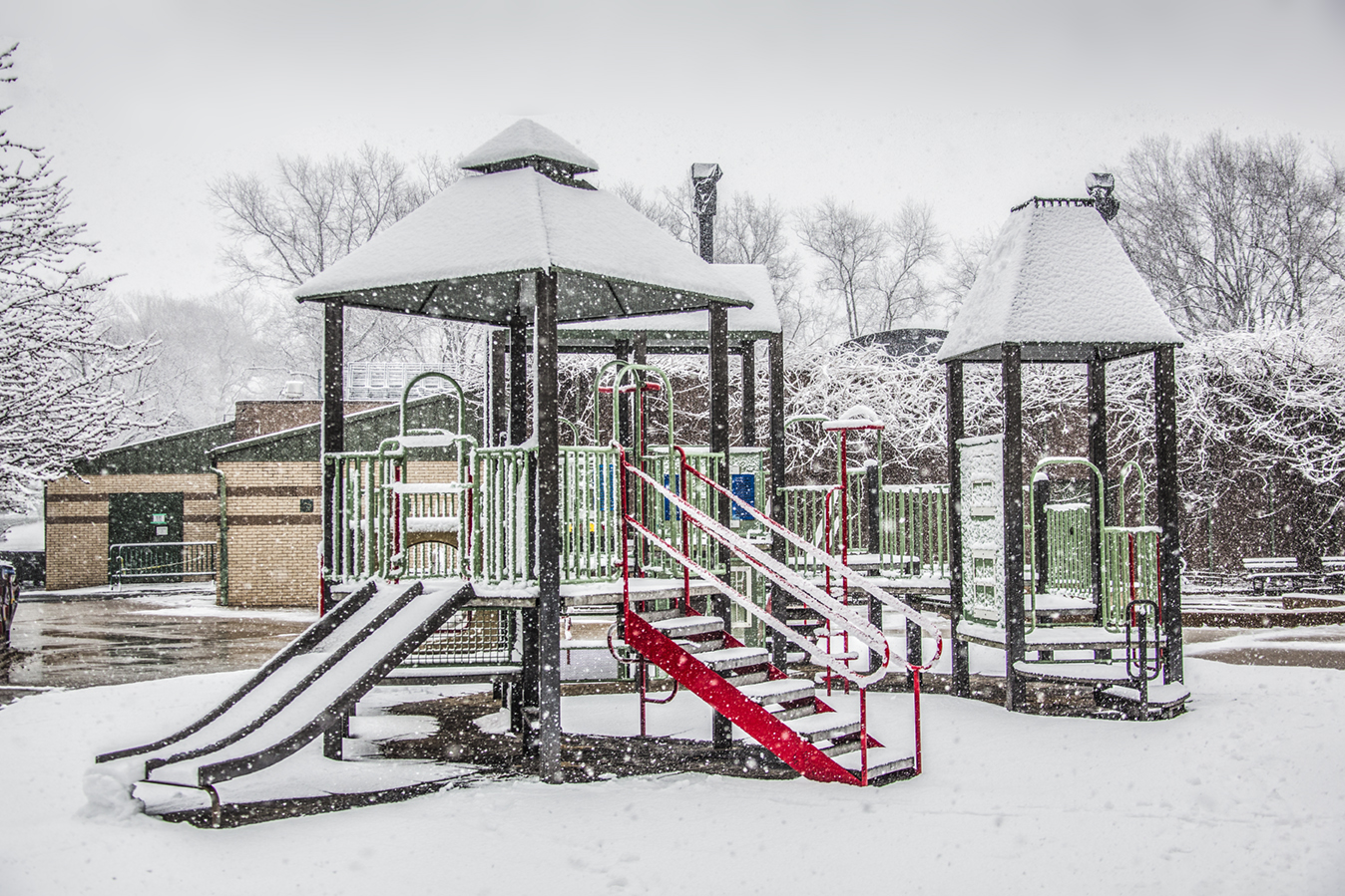 Snow-Dusted Playground